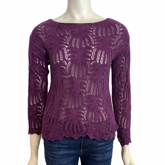 eight eight eight | Sweaters | Eight Eight Eight Plum Crochet Knit Top ...
